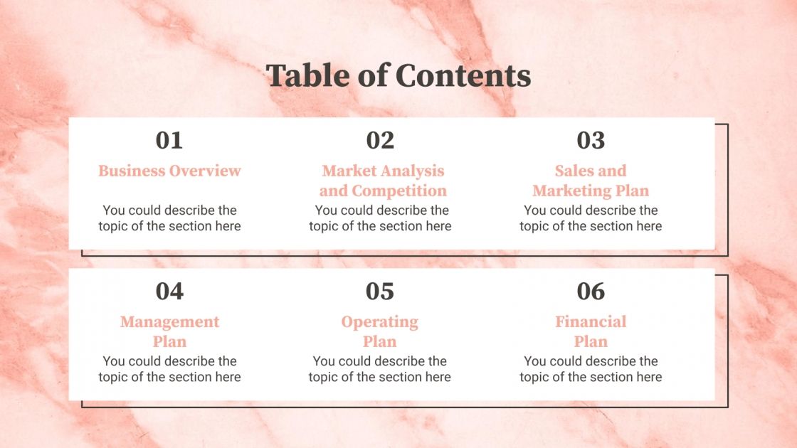 Marble Business Plan Google Slides and PowerPoint template