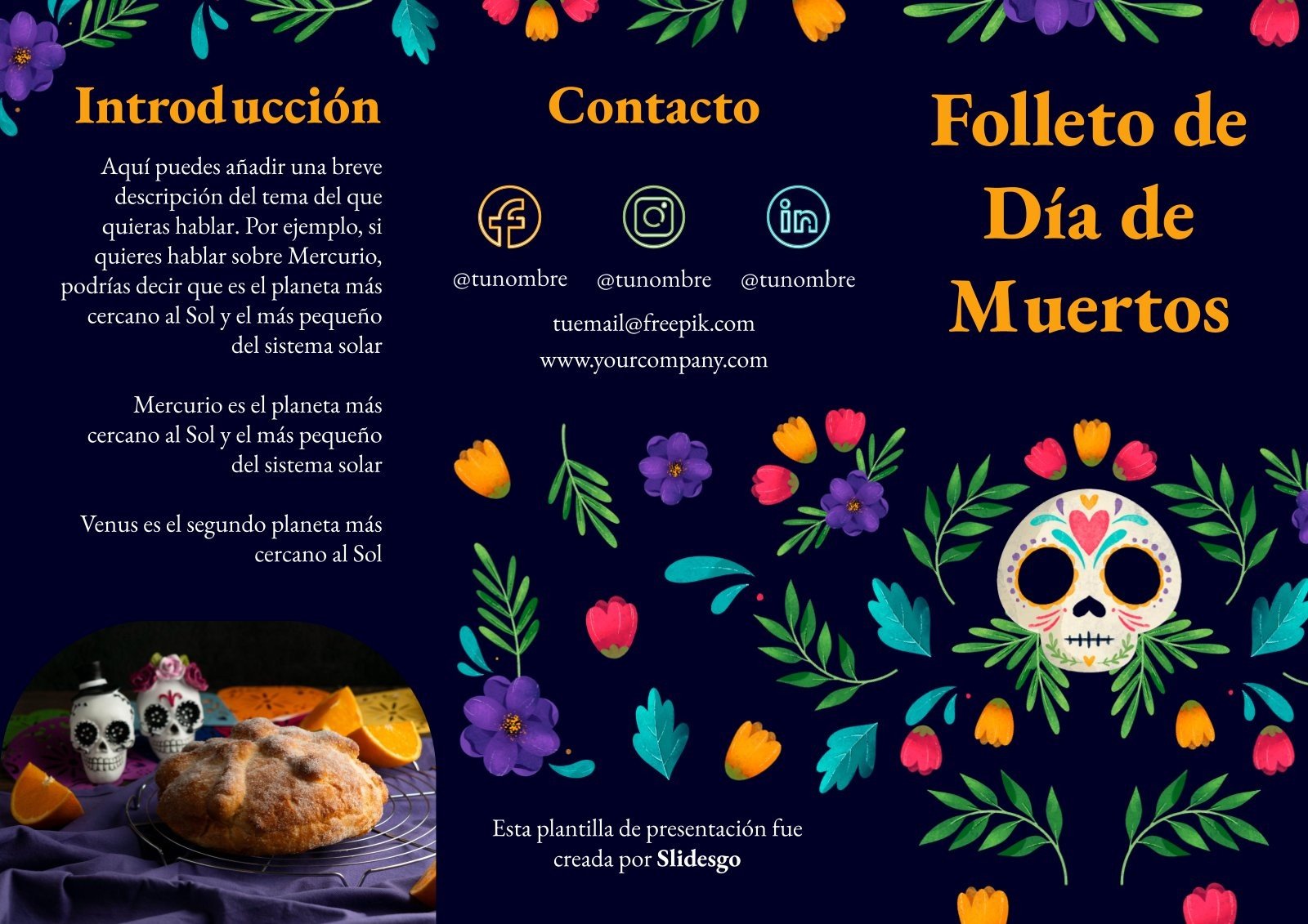 Folleto para el Día de Muertos | Google Slides y PowerPoint