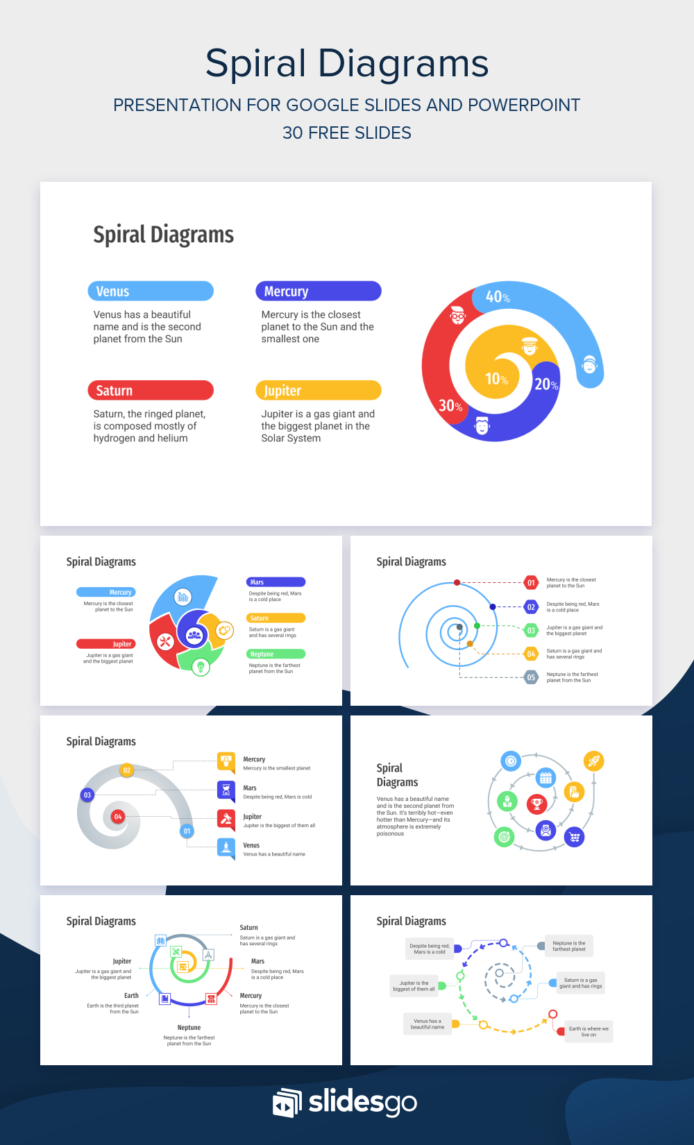 Free Spiral diagrams for Google Slides and PowerPoint
