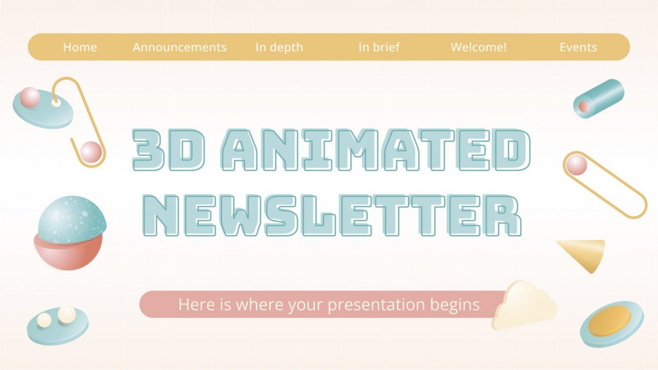 Newsletter animada con formas 3D | Google Slides y PowerPoint