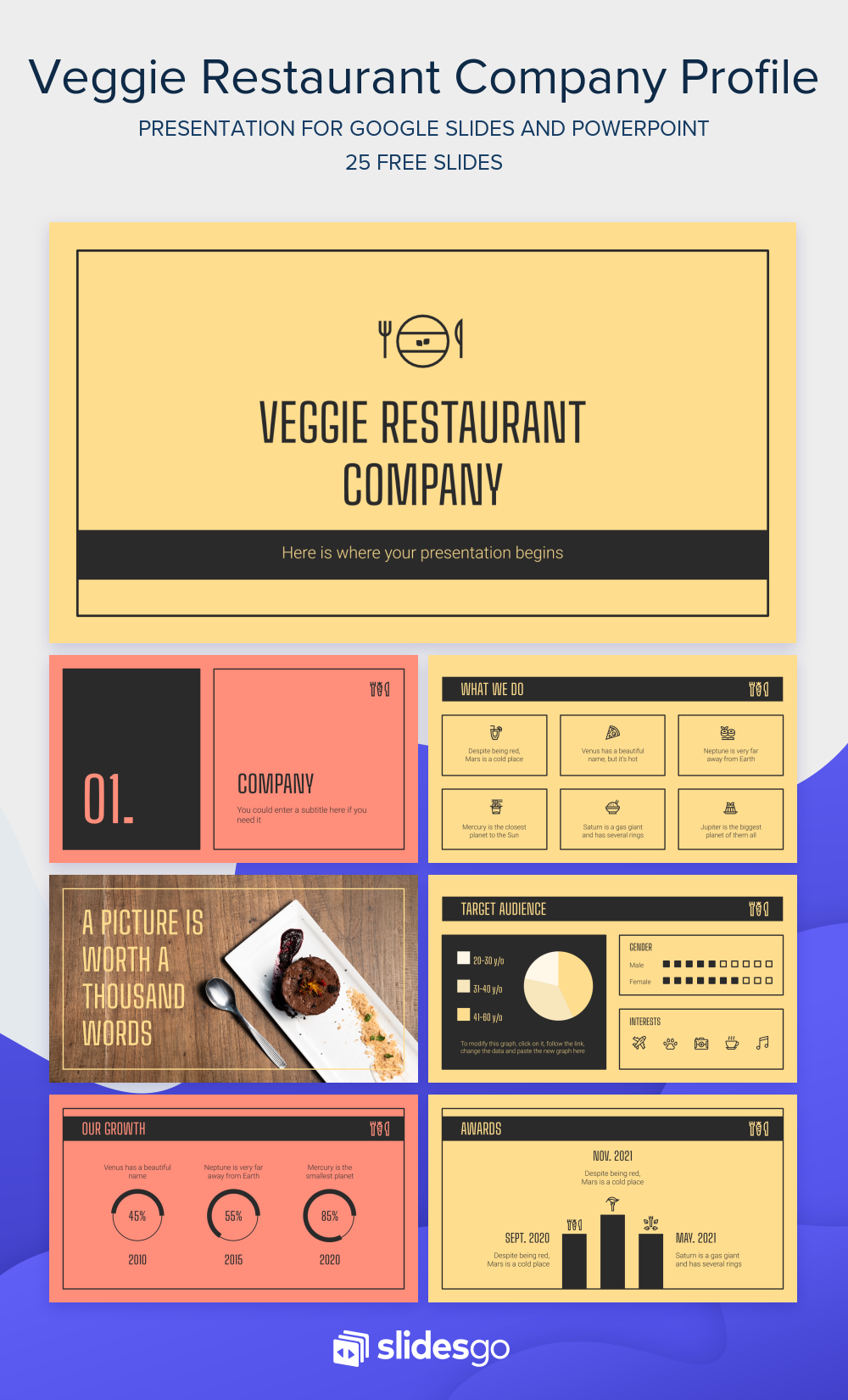 Veggie Restaurant Google Slides theme & PowerPoint Template
