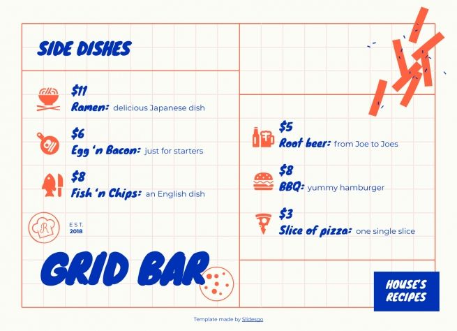 Menú de bar | Plantilla de Google Slides y PowerPoint