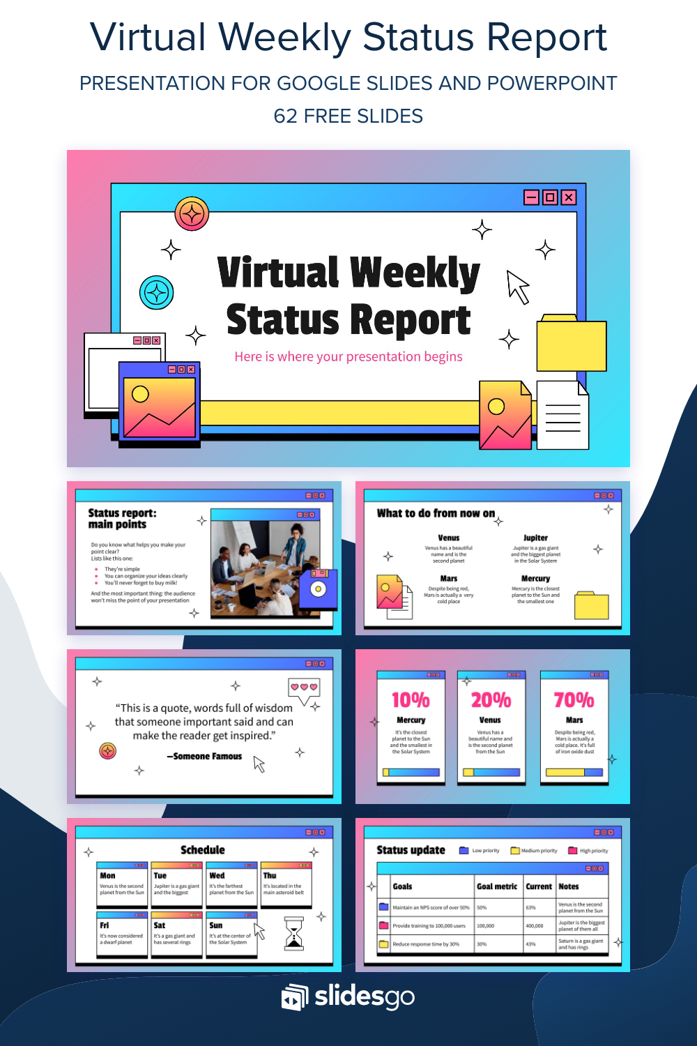 Virtual Weekly Status Report | Google Slides & PowerPoint