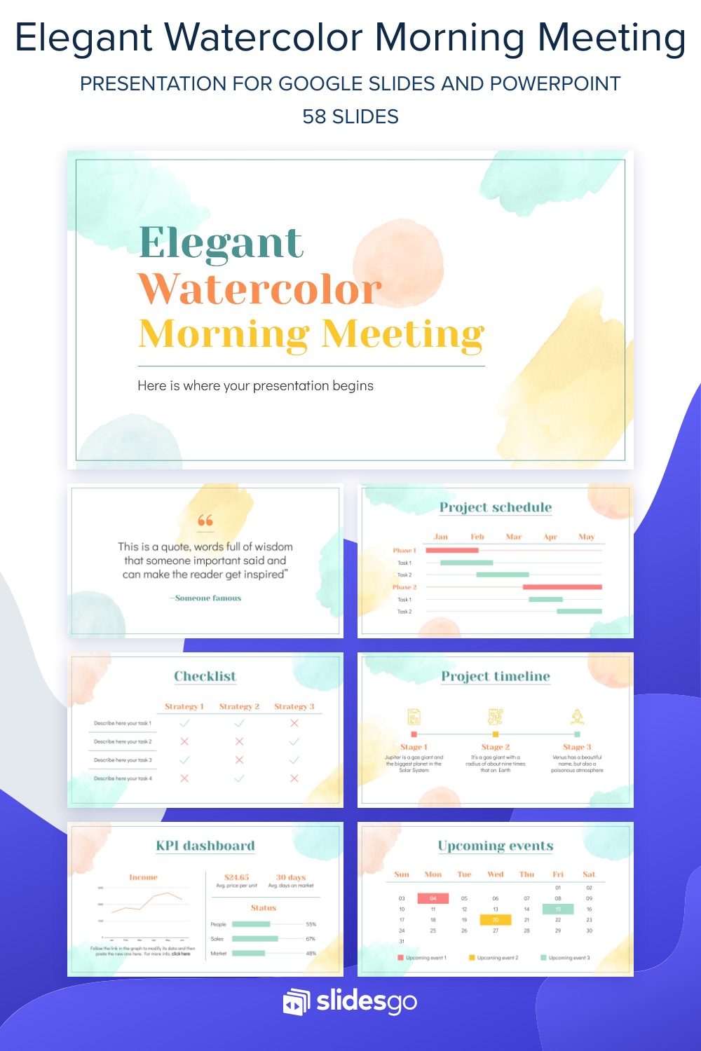 Elegant Watercolor Morning Meeting | Google Slides & PPT