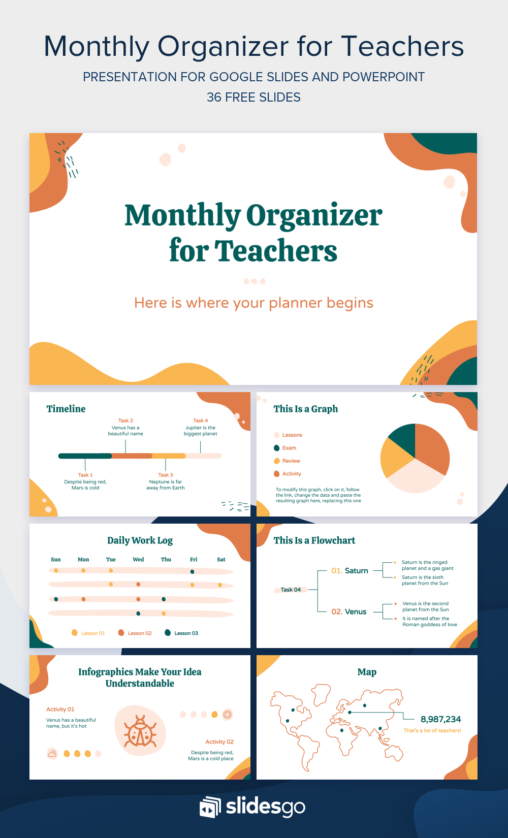 Page 2 | Monthly Organizer for teachers Google Slides and PPT template