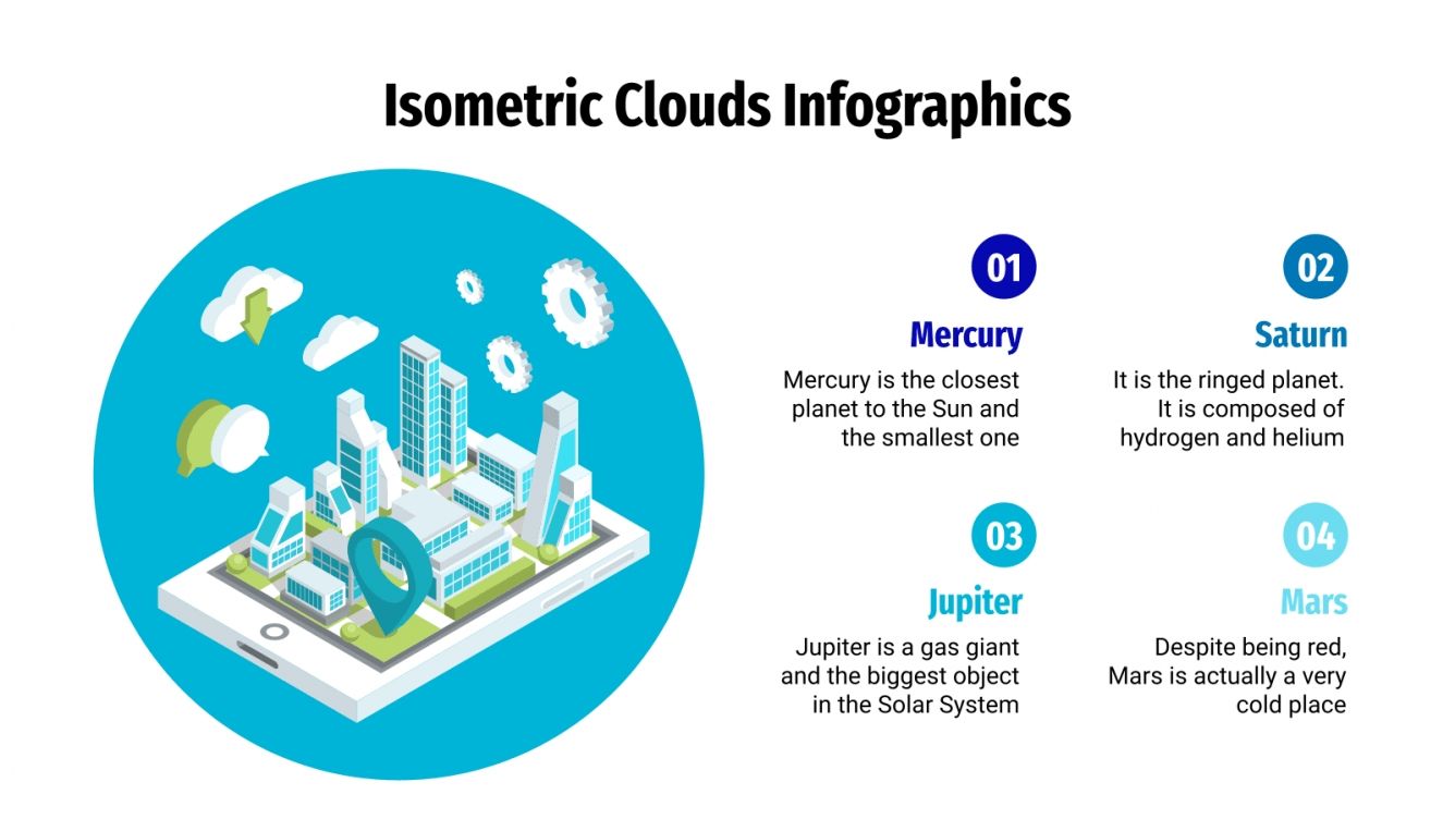 Isometric Clouds Infographics for Google Slides & PowerPoint