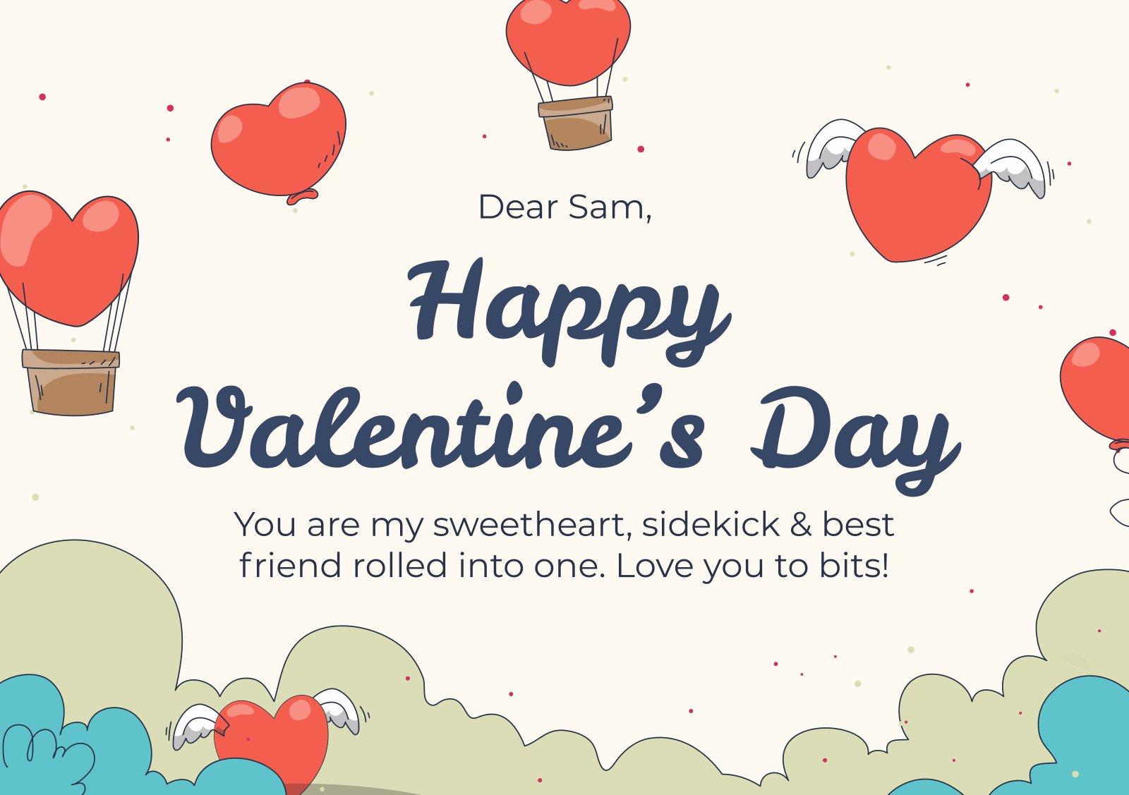 Doodle Greeting Cards Google Slides & PowerPoint template