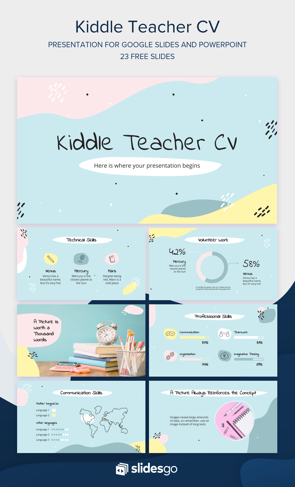 Page 2 | Kiddle Teacher CV Google Slides theme & PowerPoint template