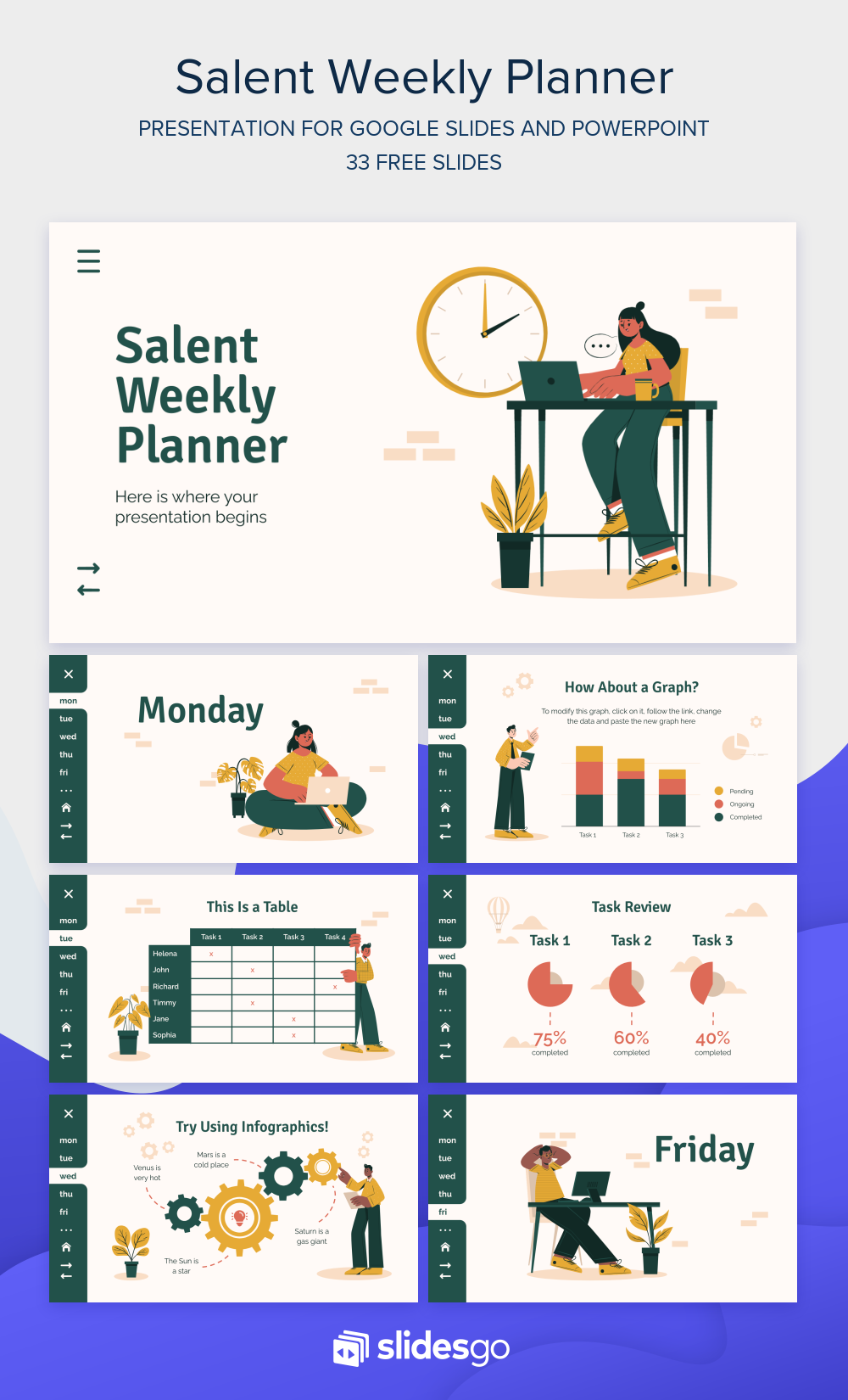 Salent Weekly Planner Google Slides & PowerPoint template