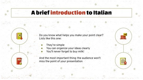 Foreign Language Subject for Elementary - 2nd Grade: Italian