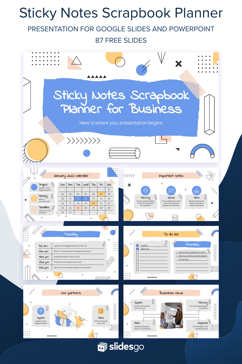 Sticky Notes Scrapbook Planner | Google Slides & PPT