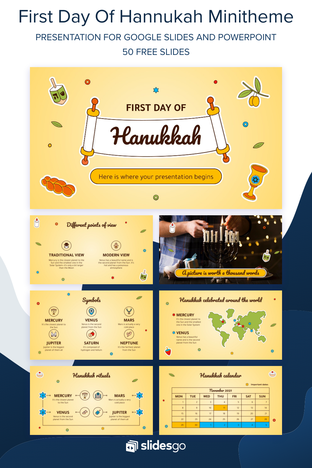 First Day of Hanukkah Minitheme | Google Slides & PowerPoint