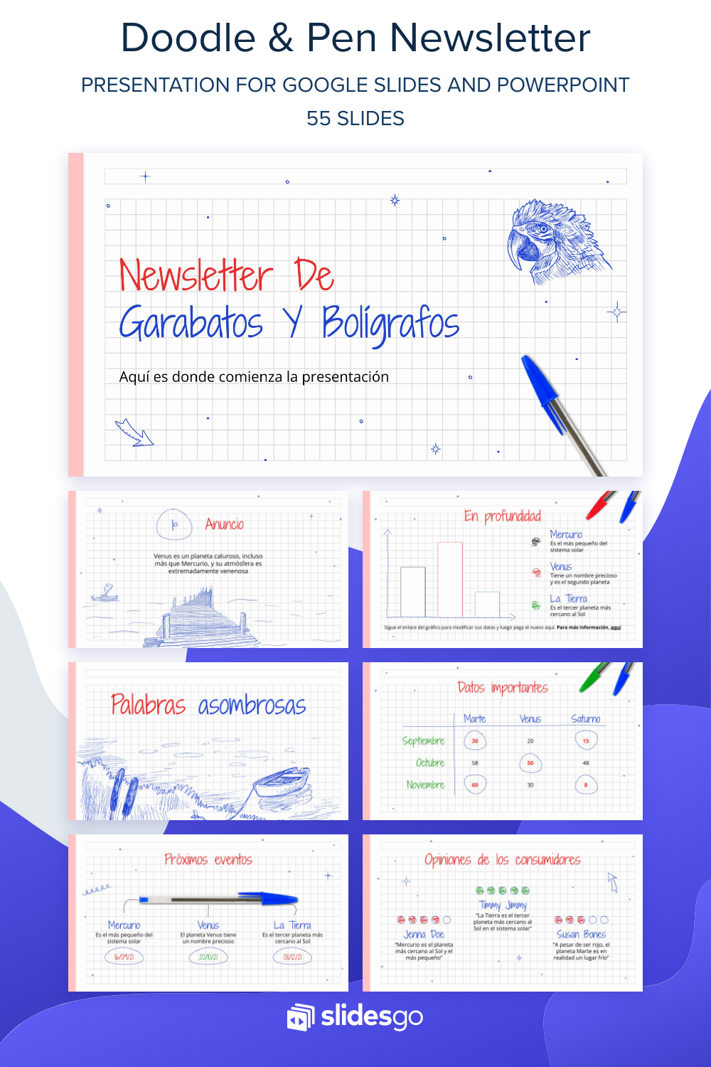 Doodle & Pen Newsletter | Google Slides & PowerPoint
