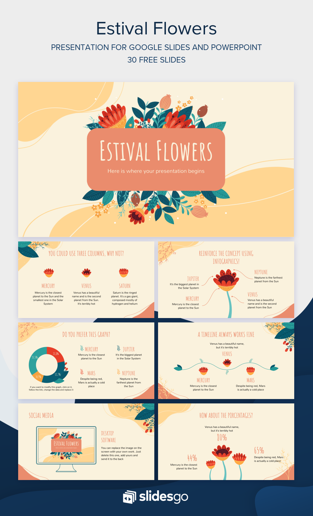 Page 2 | Estival Flowers Google Slides theme & PowerPoint template