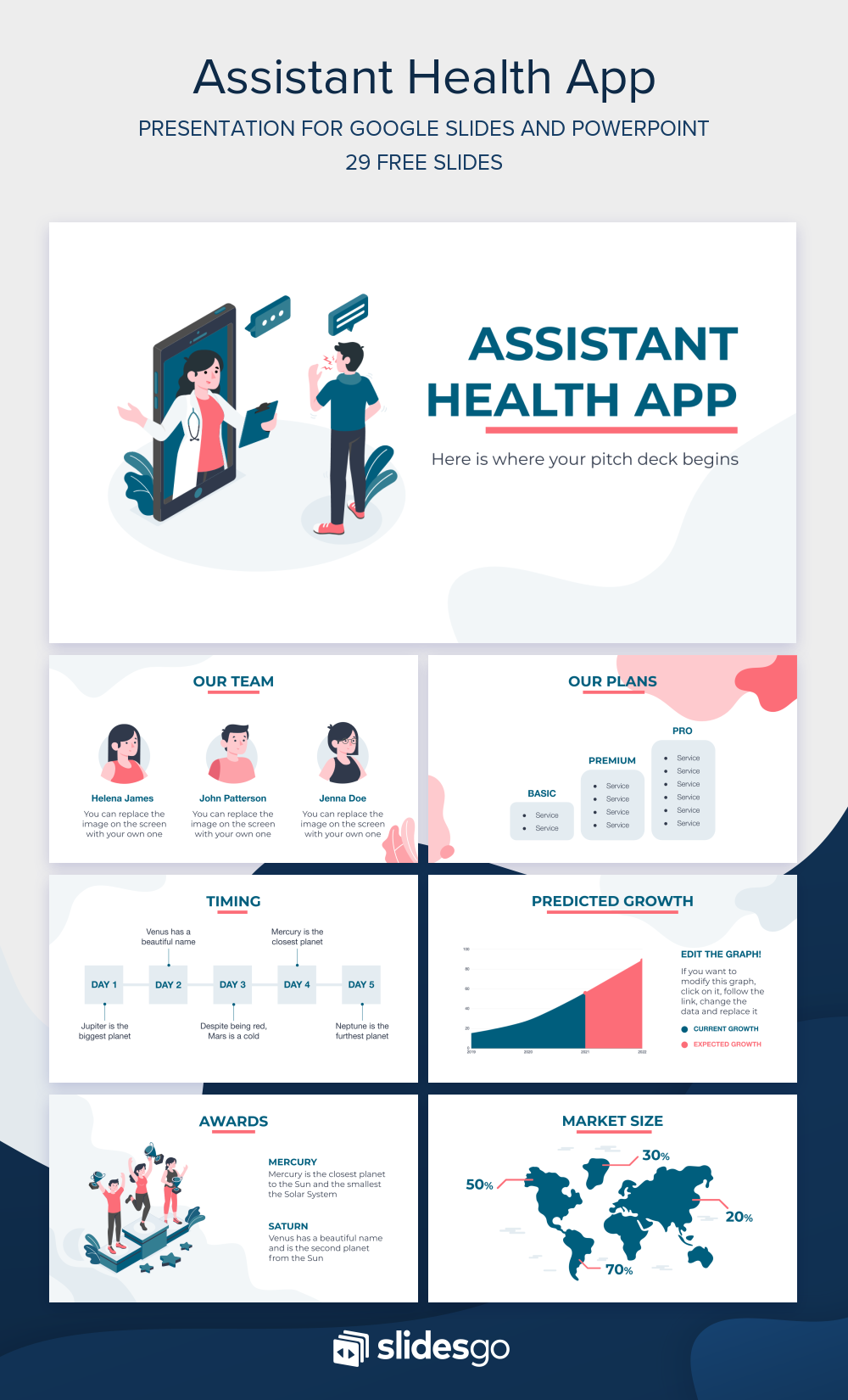 Assistant Health App Pitch Deck Google Slides & PPT template