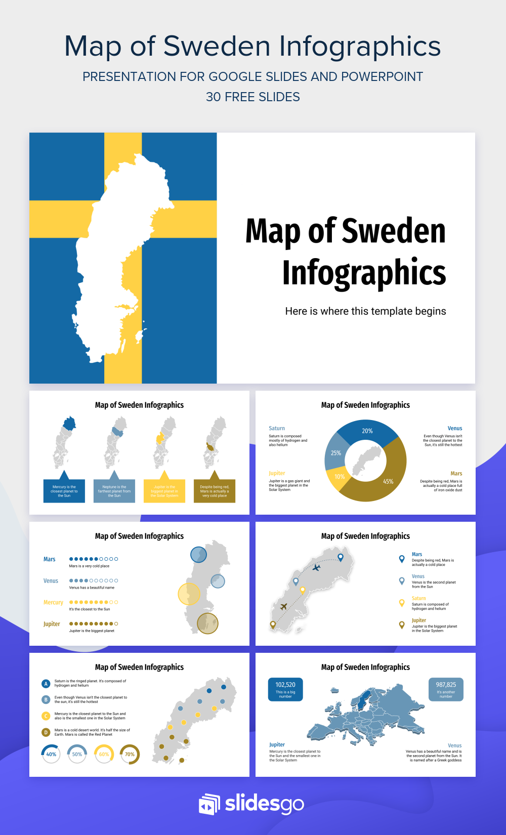 Map of Sweden Infographics for Google Slides & PowerPoint