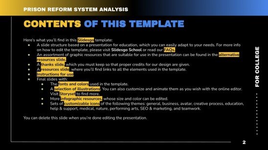 Prison Reform System Analysis: College | Google Slides & PPT