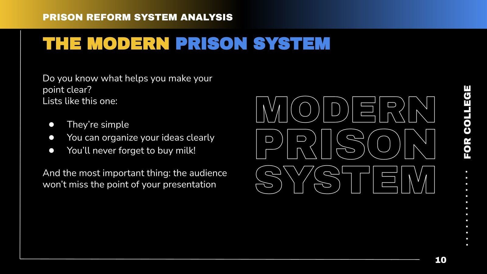 Prison Reform System Analysis: College | Google Slides & PPT