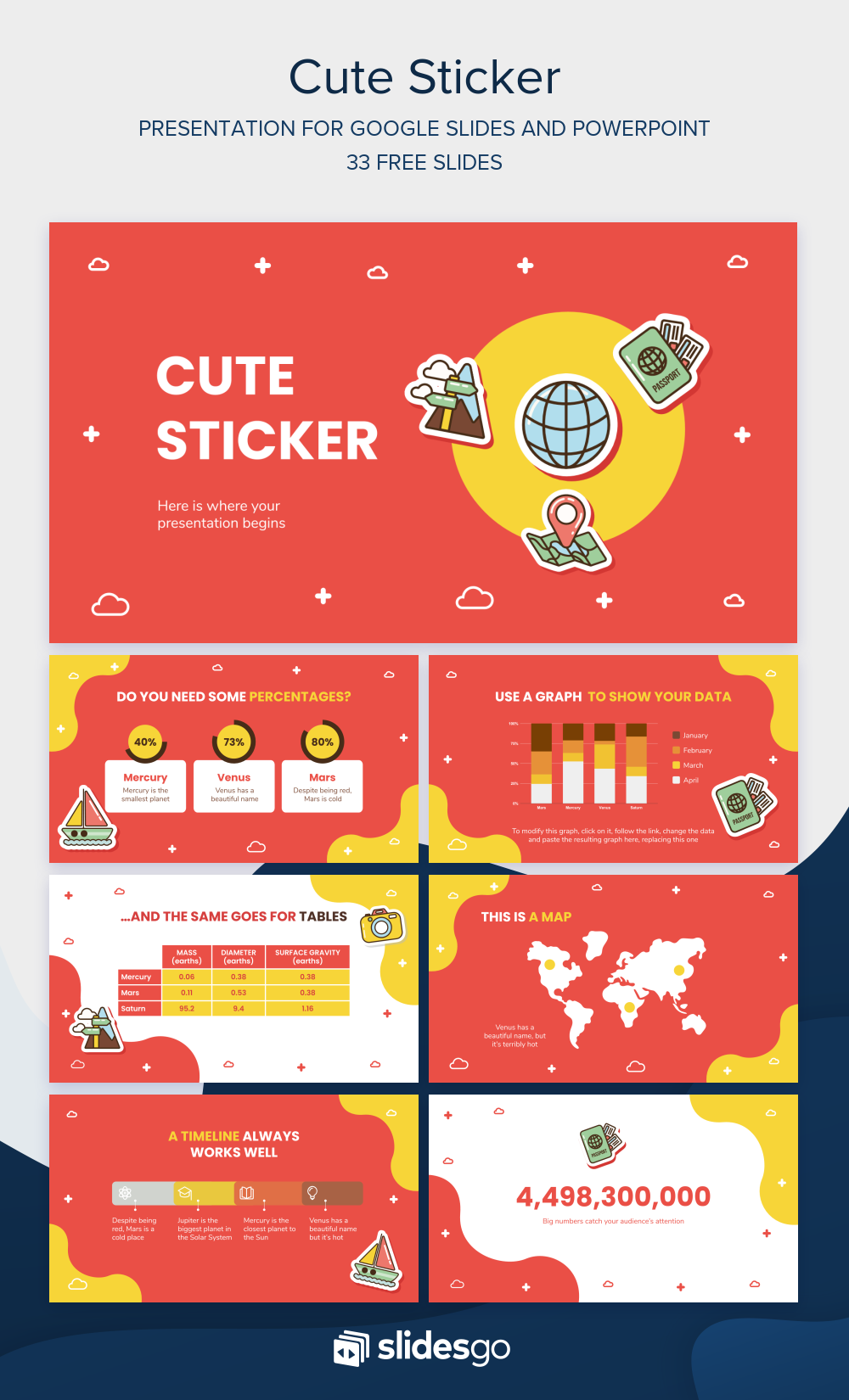 Cute Sticker Google Slides theme & PowerPoint template