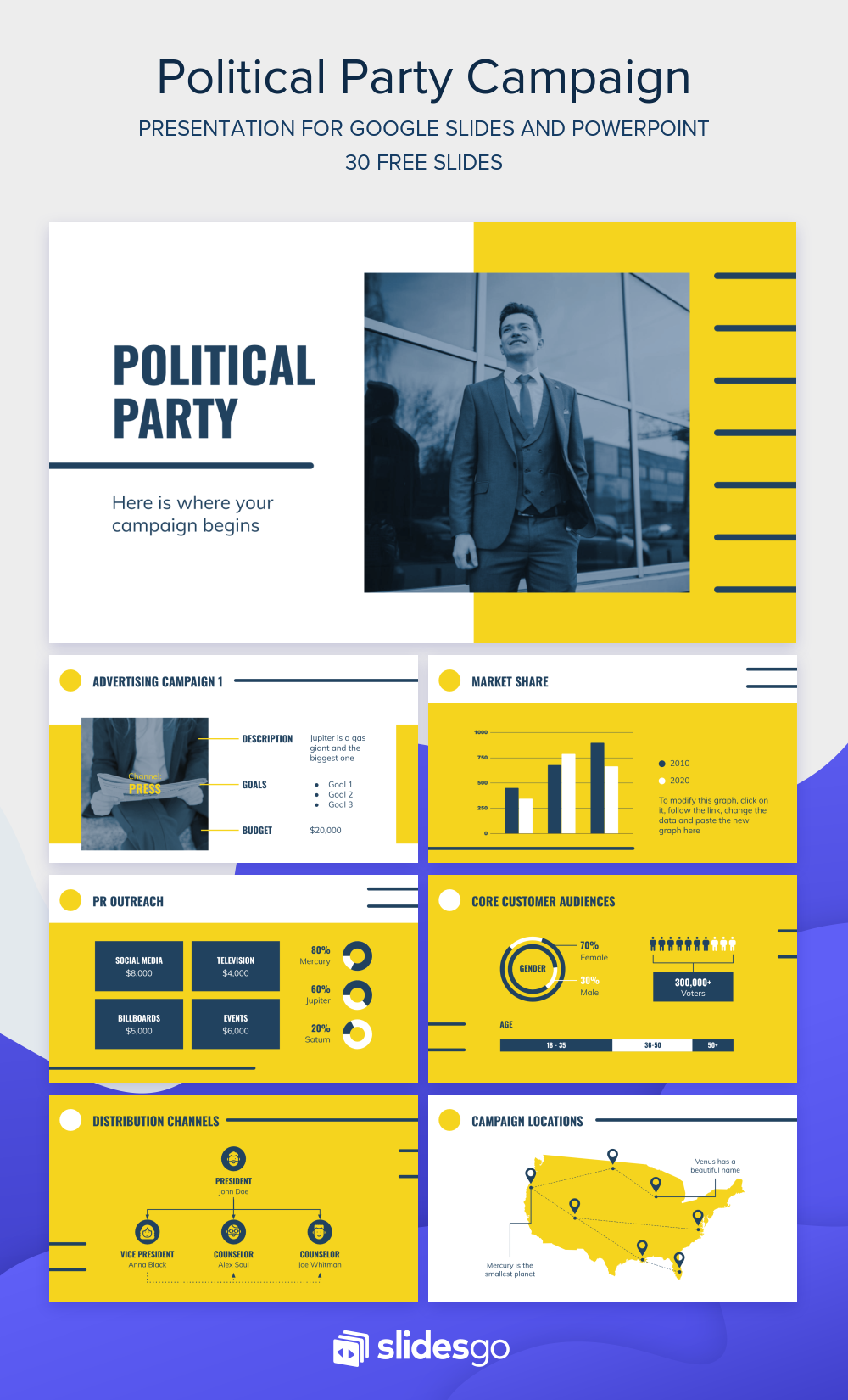 Political Party Campaign Google Slides and PowerPoint template