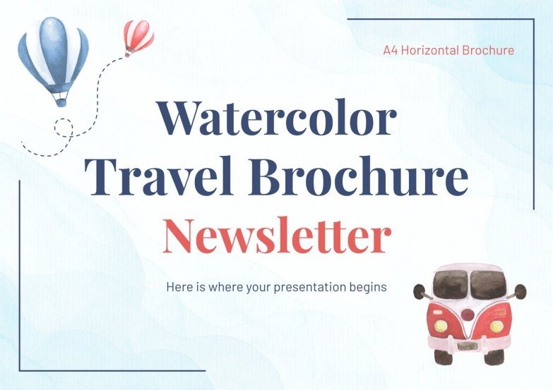 Watercolor Travel Brochure Newsletter | Google Slides & PPT