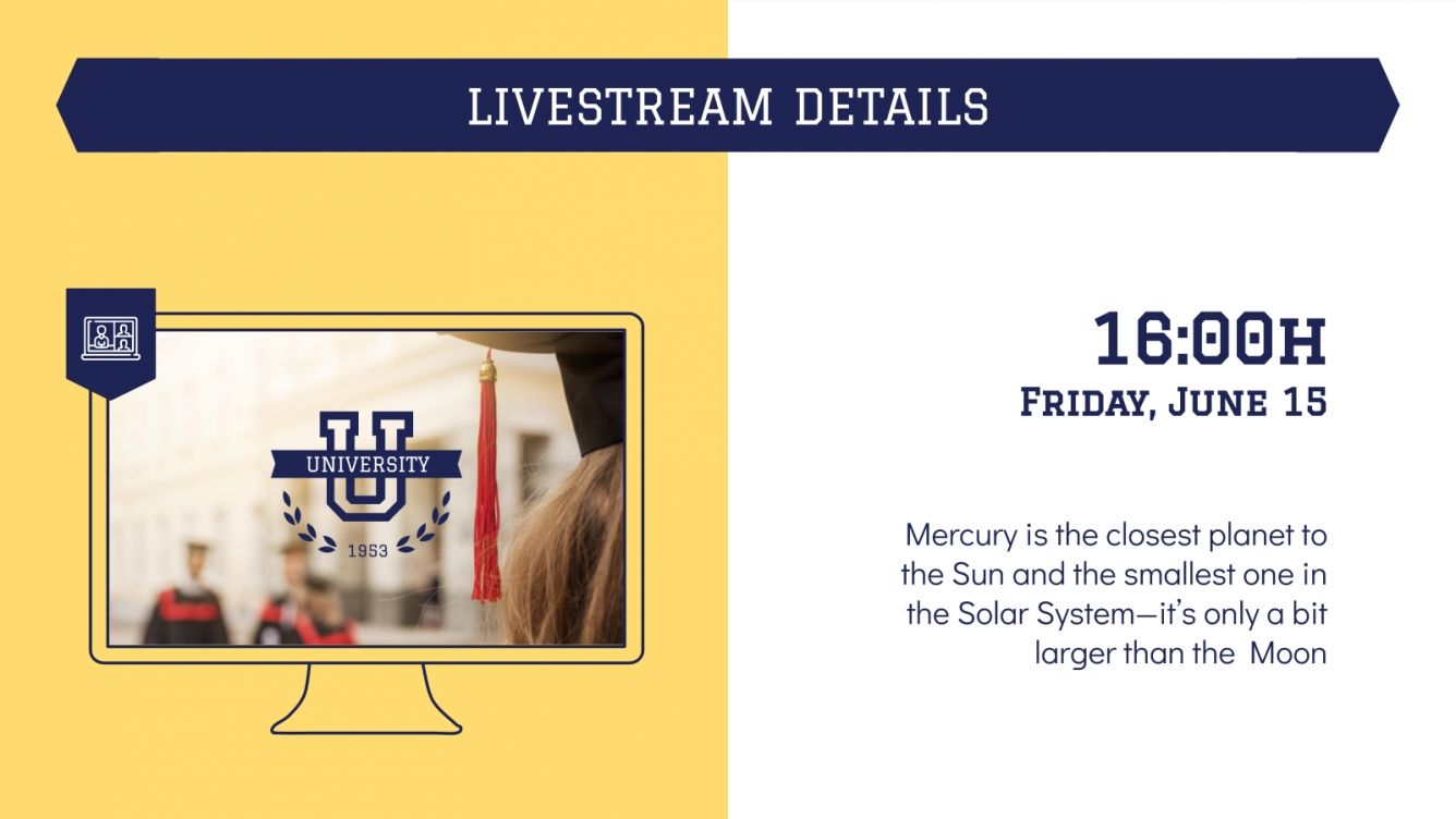 University Virtual Graduation Google Slides and PPT template