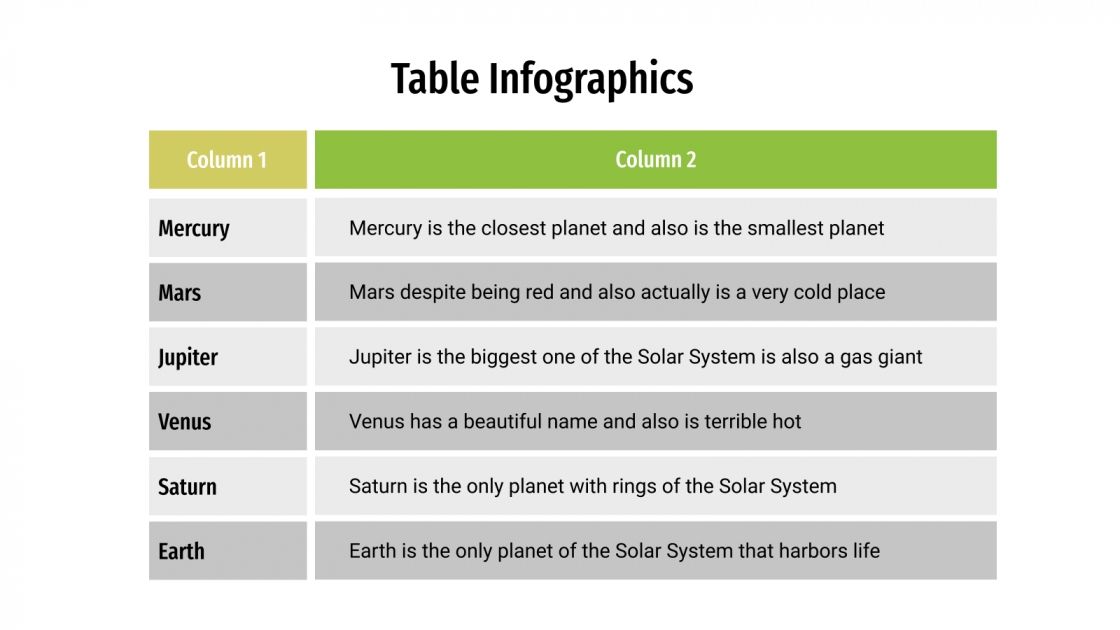 Table Infographics for Google Slides & PowerPoint