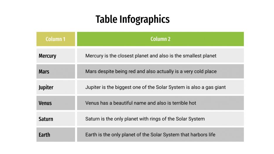 Table Infographics for Google Slides & PowerPoint