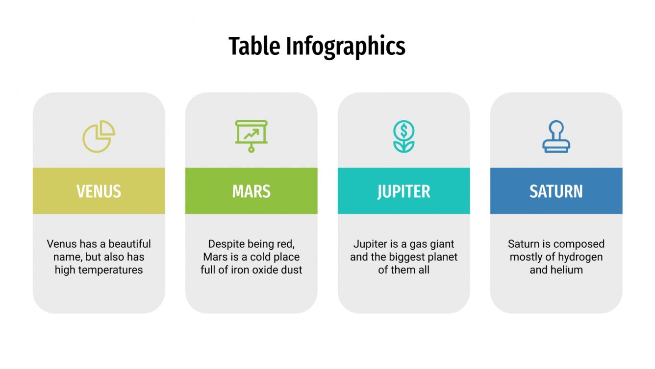 Infografías de tablas para Google Slides y PowerPoint