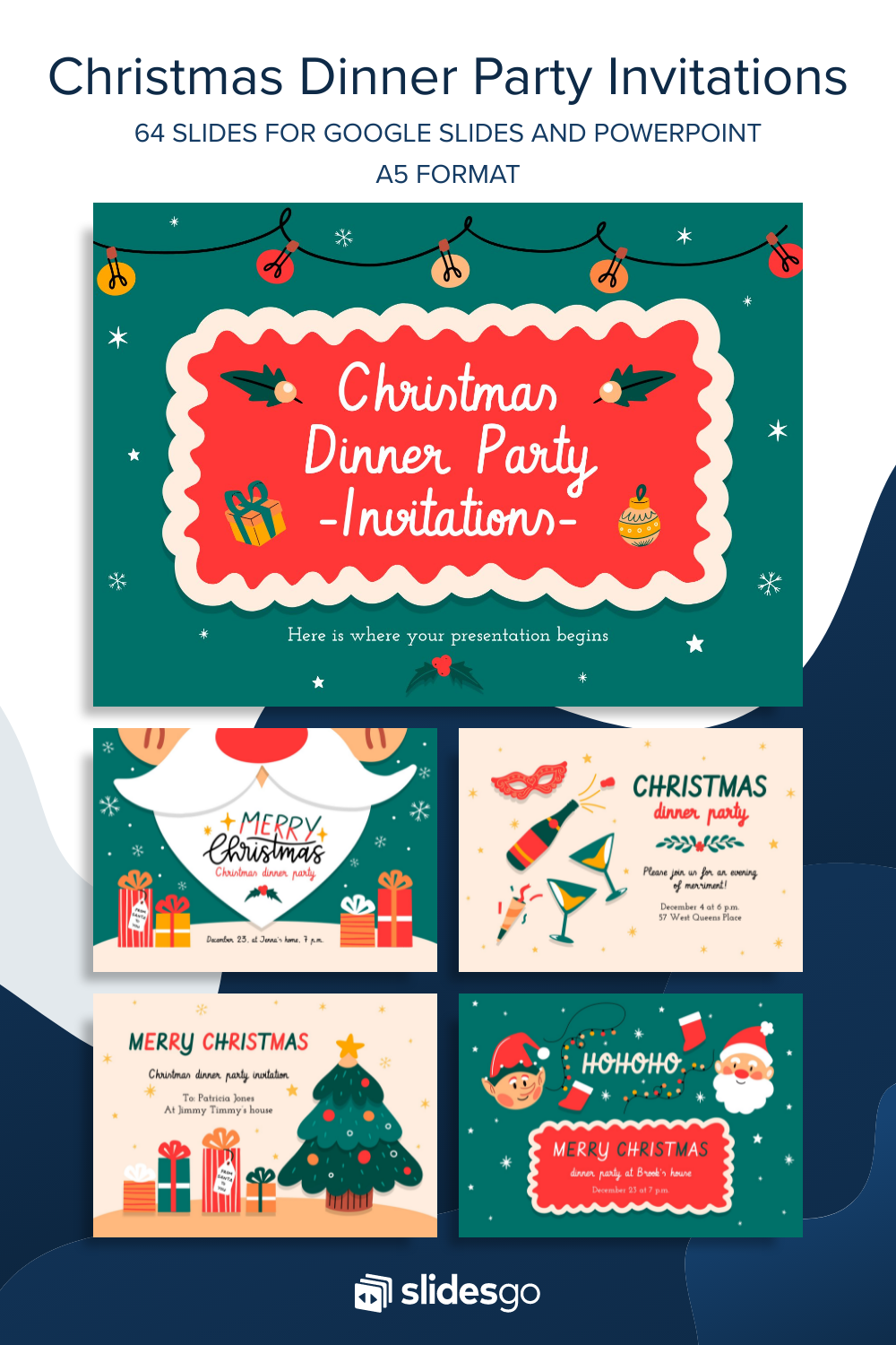 Christmas Dinner Party Invitations | Google Slides & PPT