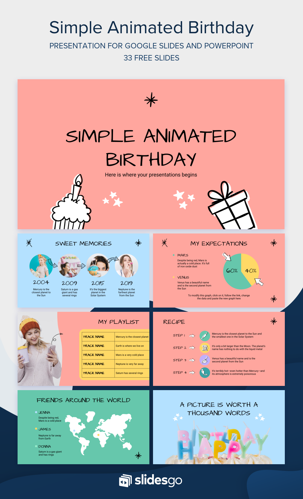 Simple Animated Birthday Google Slides & PowerPoint template