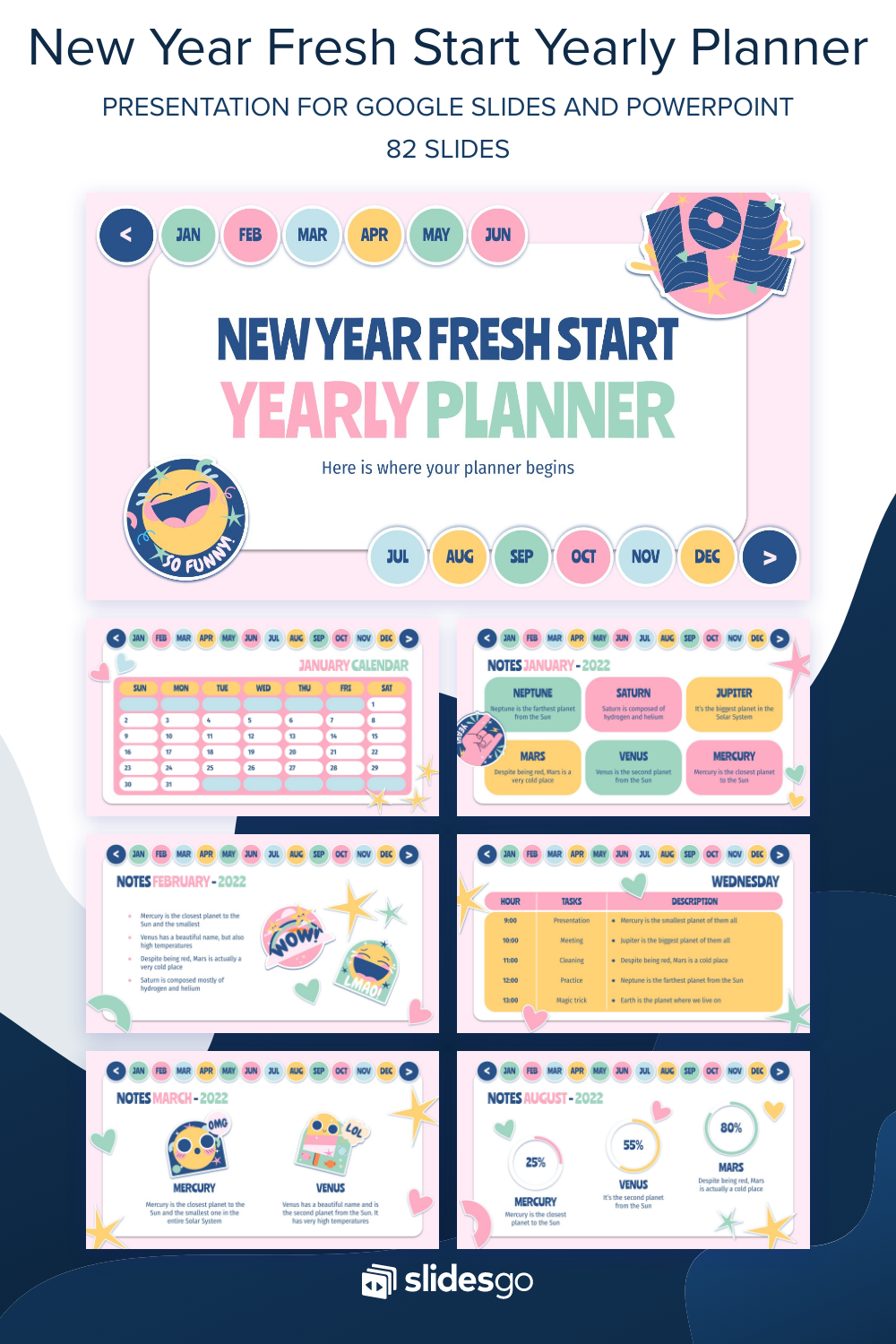 New Year Fresh Start Yearly Planner | Google Slides & PPT