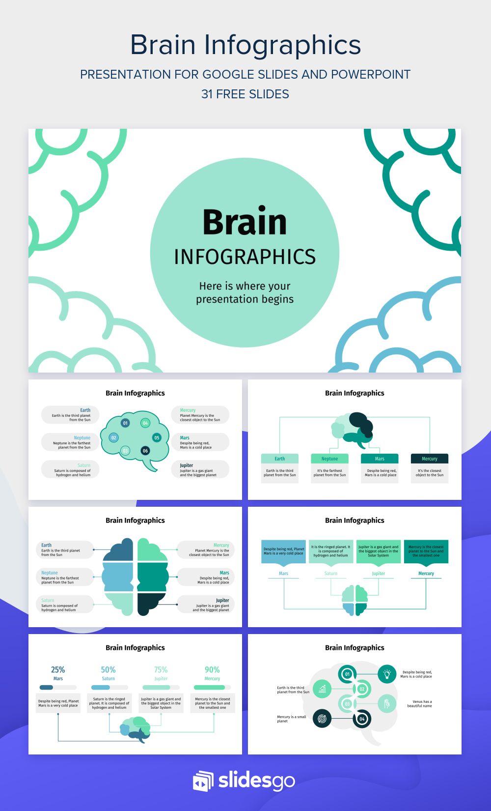 Brain Infographics for Google Slides & PowerPoint