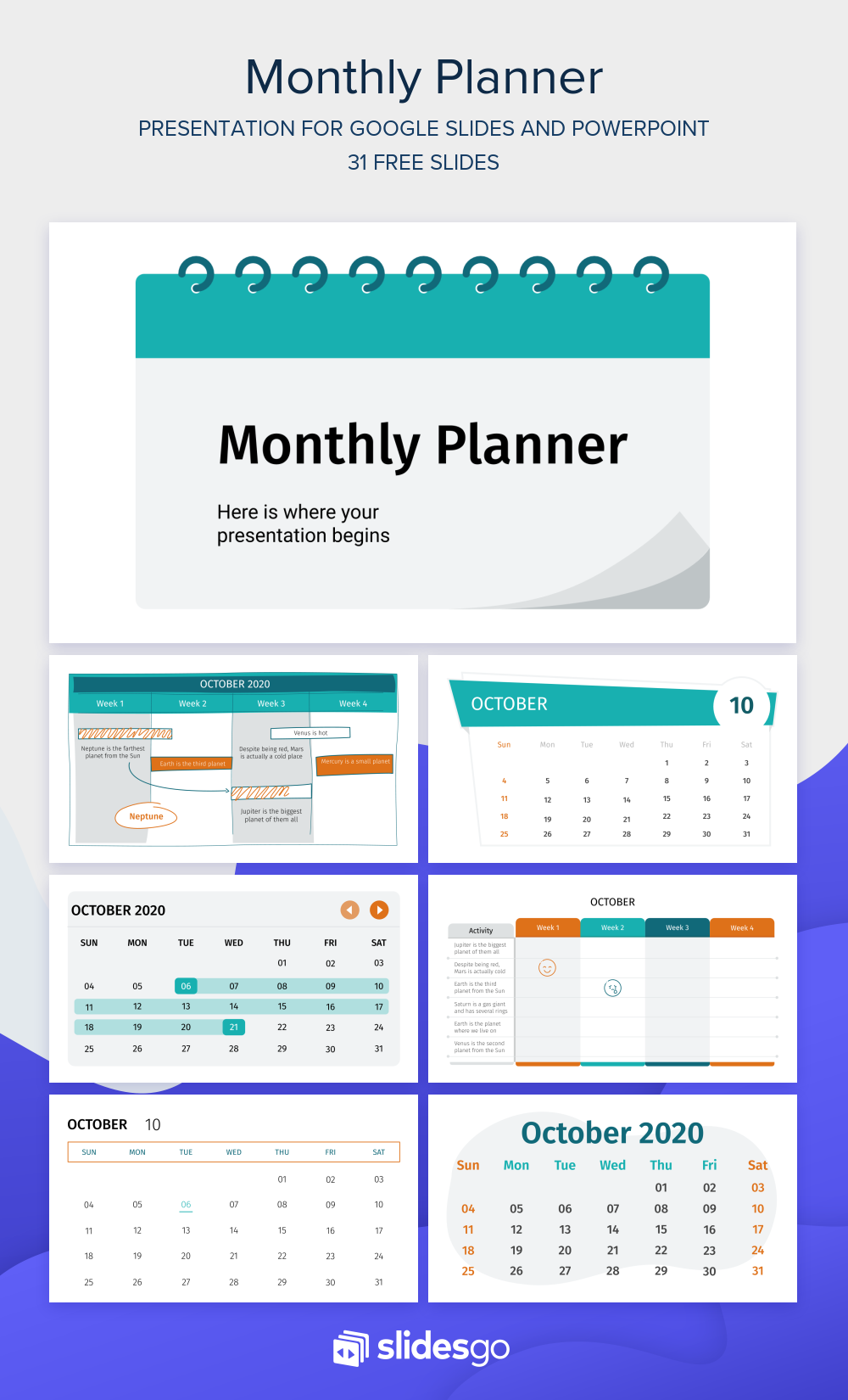 Monthly Planner for Google Slides & PowerPoint