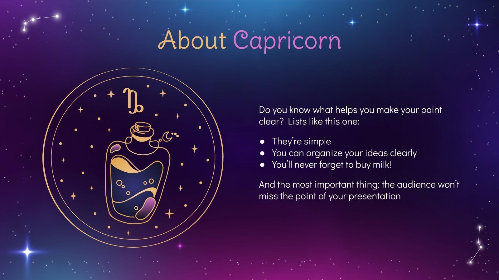 Month Zodiac Sign: Capricorn | Google Slides & PowerPoint