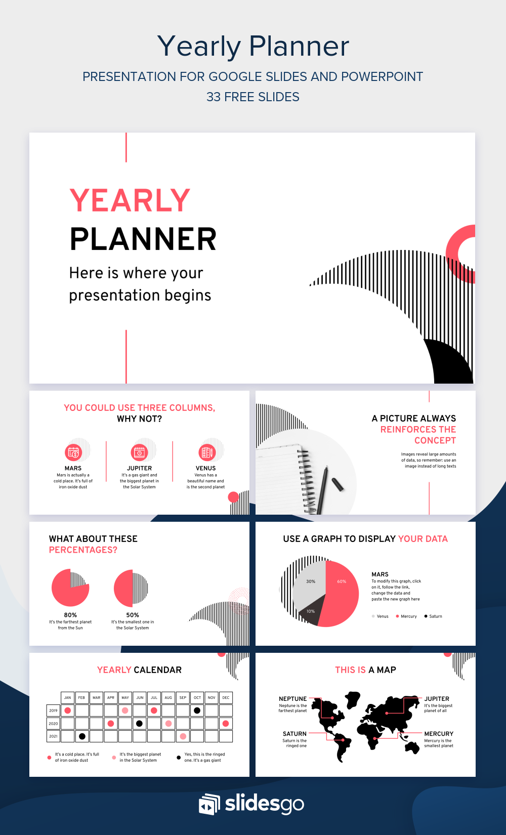 Yearly Planner Google Slides theme and PowerPoint template