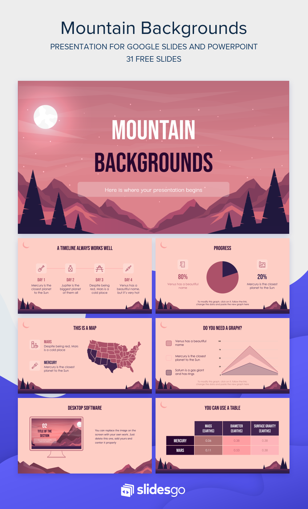 Mountain Backgrounds Google Slides & PowerPoint template