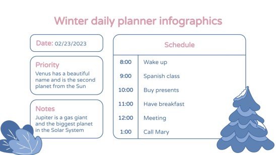 Winter Daily Planner Infographics | Google Slides & PowerPoint