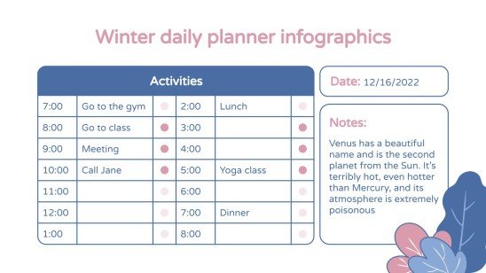 Winter Daily Planner Infographics | Google Slides & PowerPoint