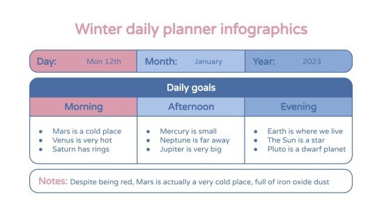 Winter Daily Planner Infographics | Google Slides & PowerPoint
