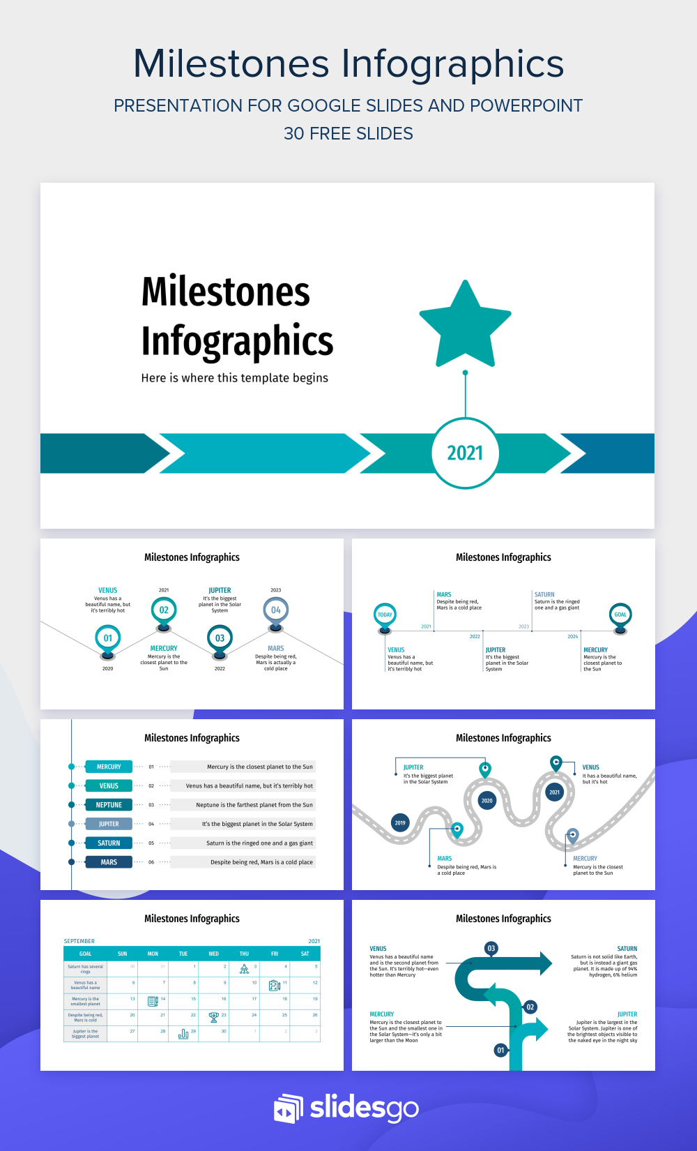 Milestones Infographics for Google Slides & PowerPoint