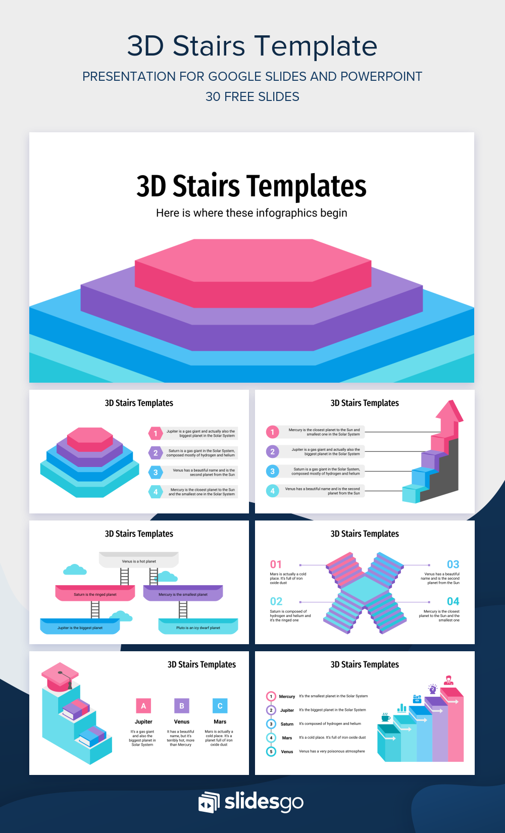 3D Stairs Template for Google Slides & PowerPoint