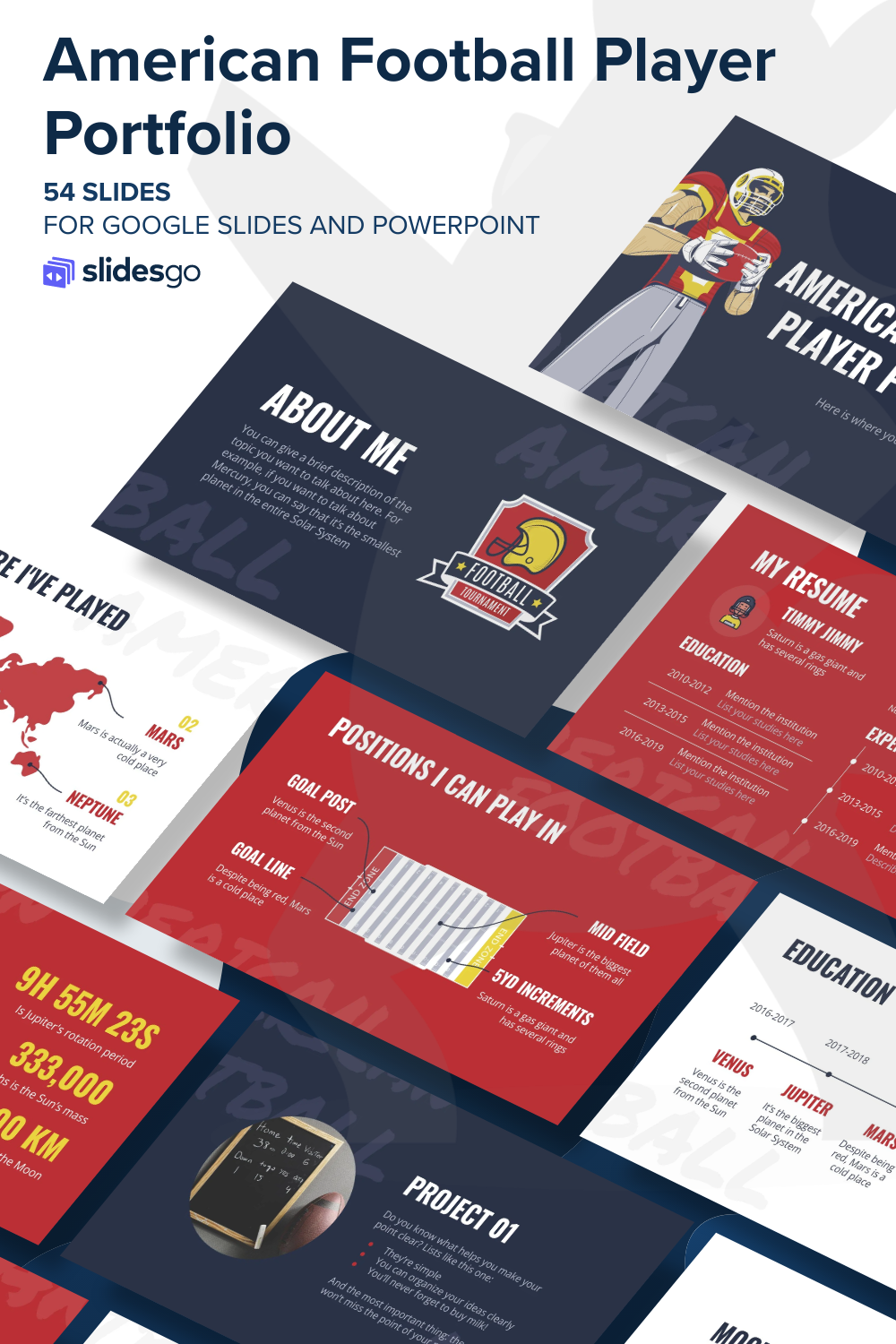 American Football Player Portfolio | Google Slides & PPT