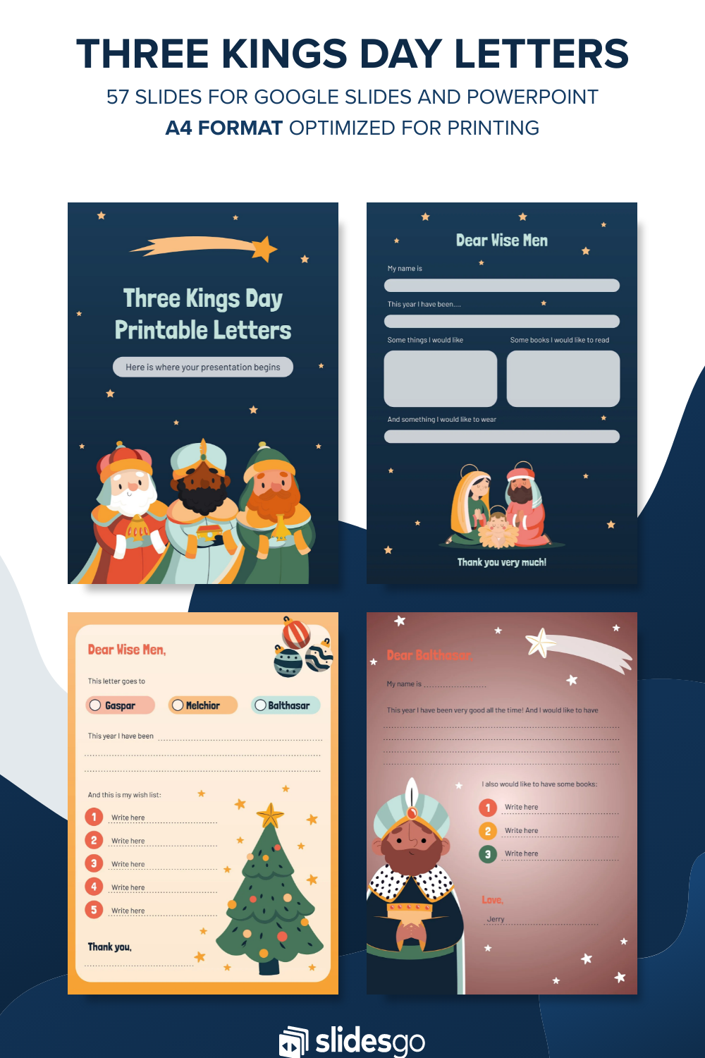 Three Kings Day Printable Letters | Google Slides & PowerPoint