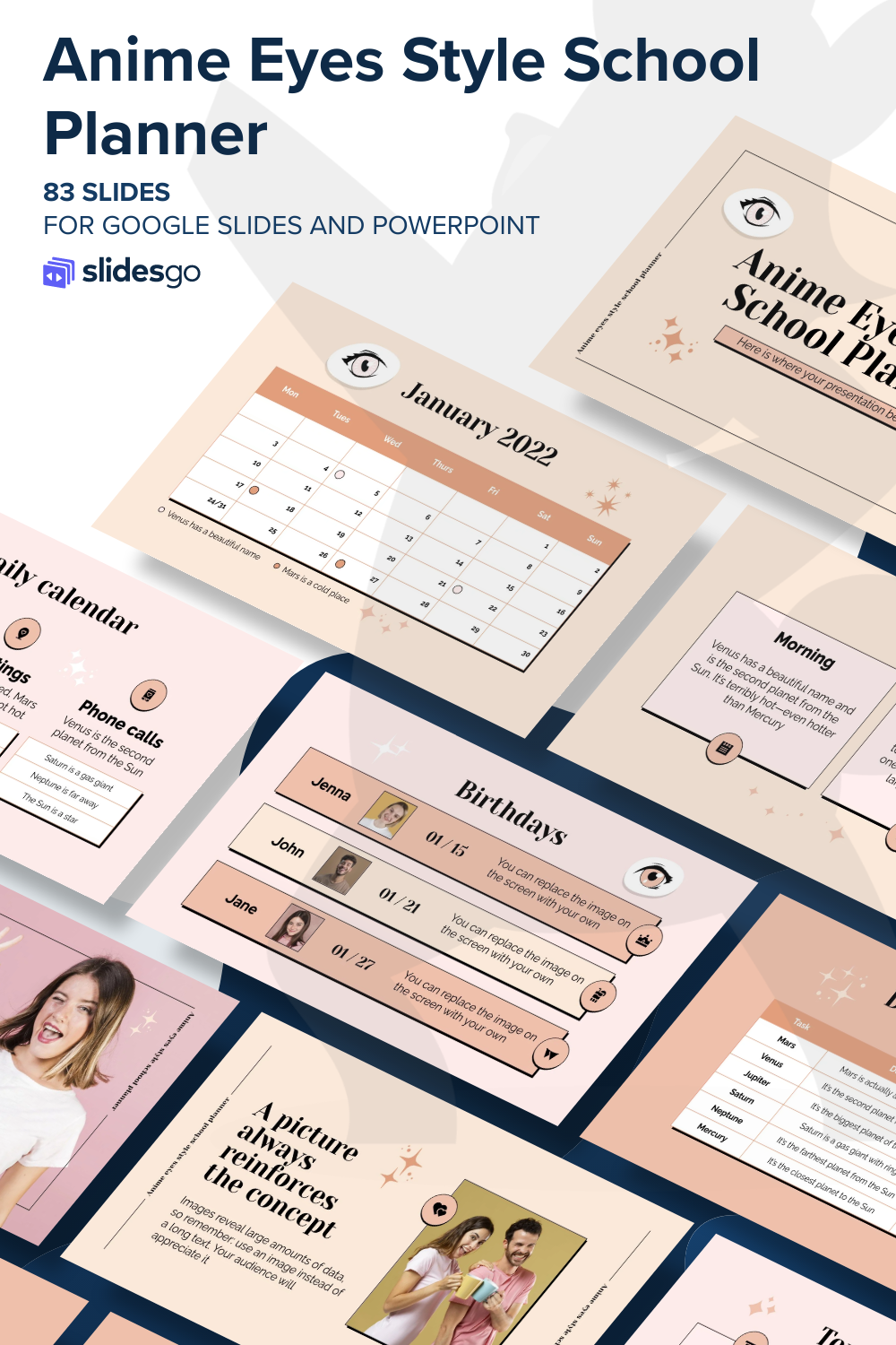 Anime Eyes Style School Planner | Google Slides & PowerPoint