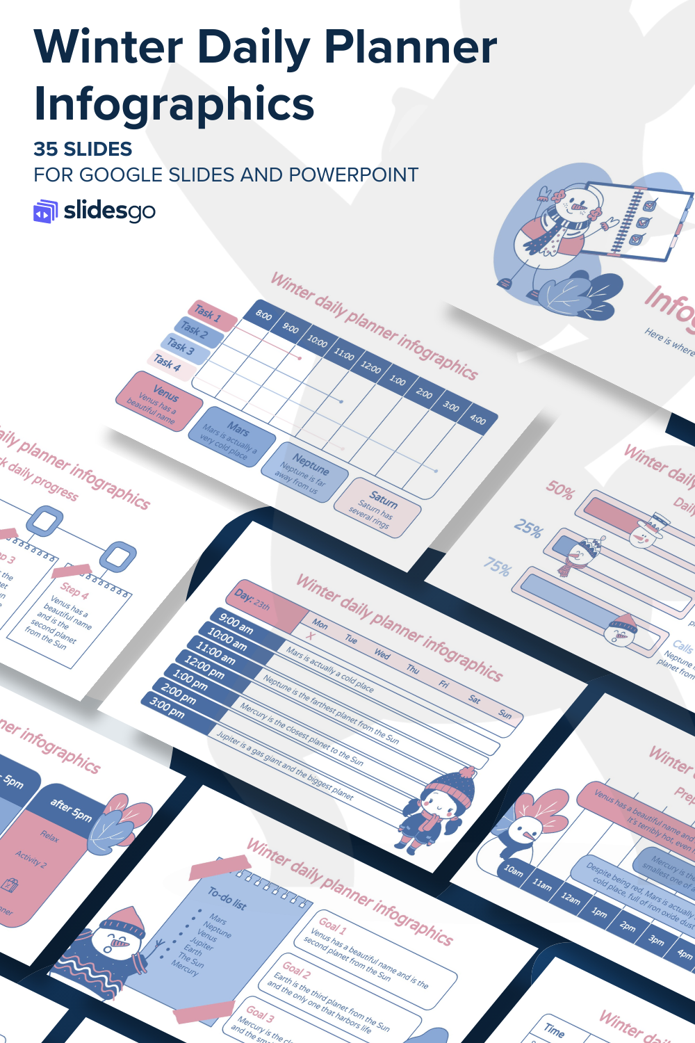 Winter Daily Planner Infographics | Google Slides & PowerPoint