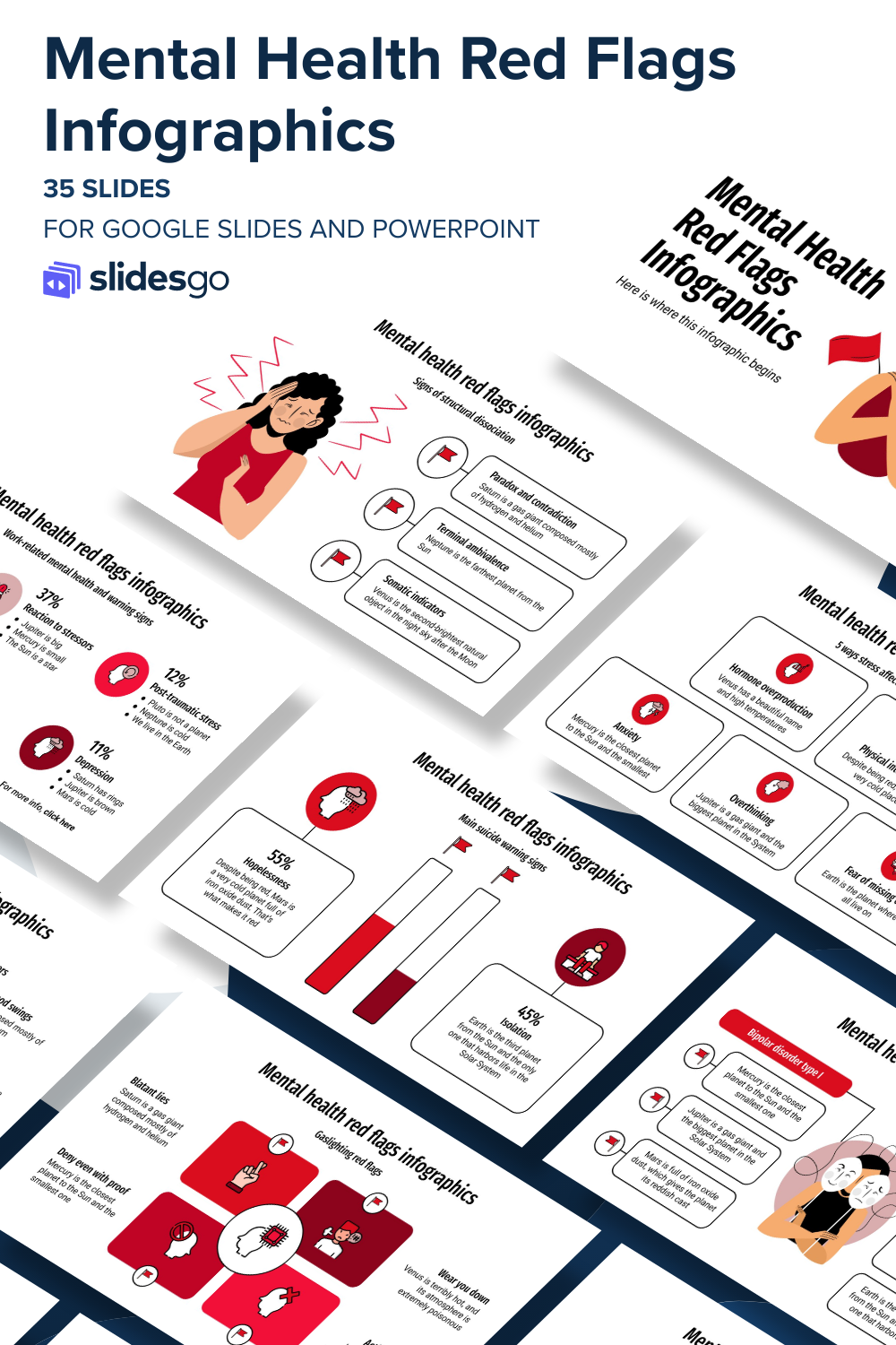 Mental Health Red Flags Infographics | Google Slides & PPT