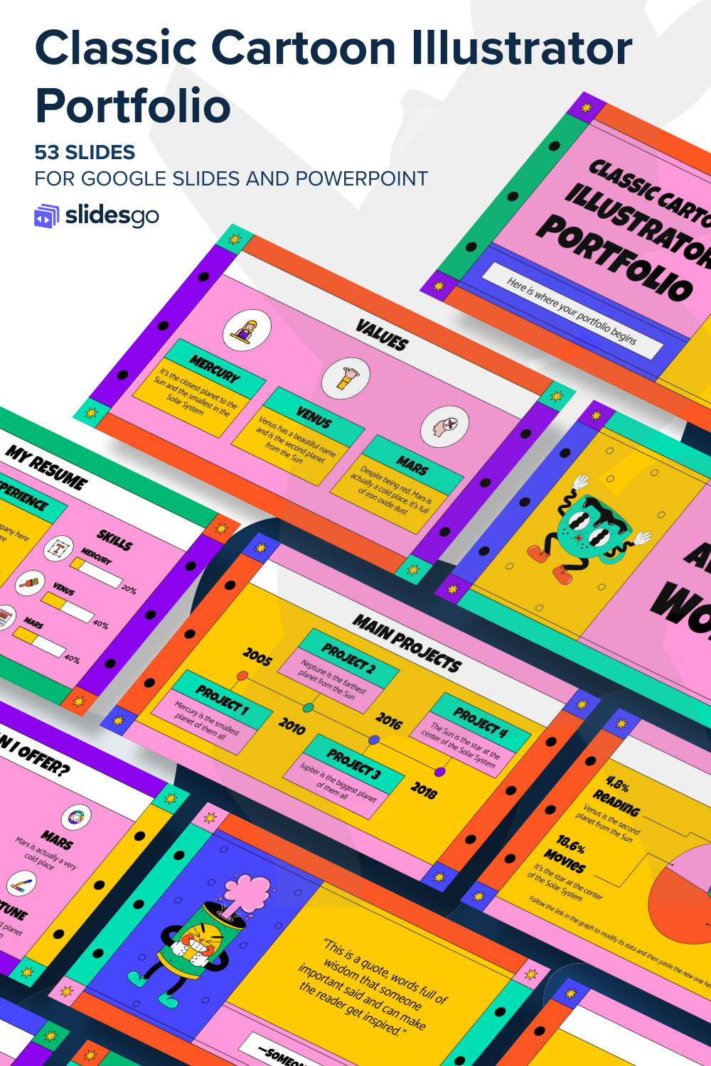 Classic Cartoon Illustrator Portfolio | Google Slides & PPT