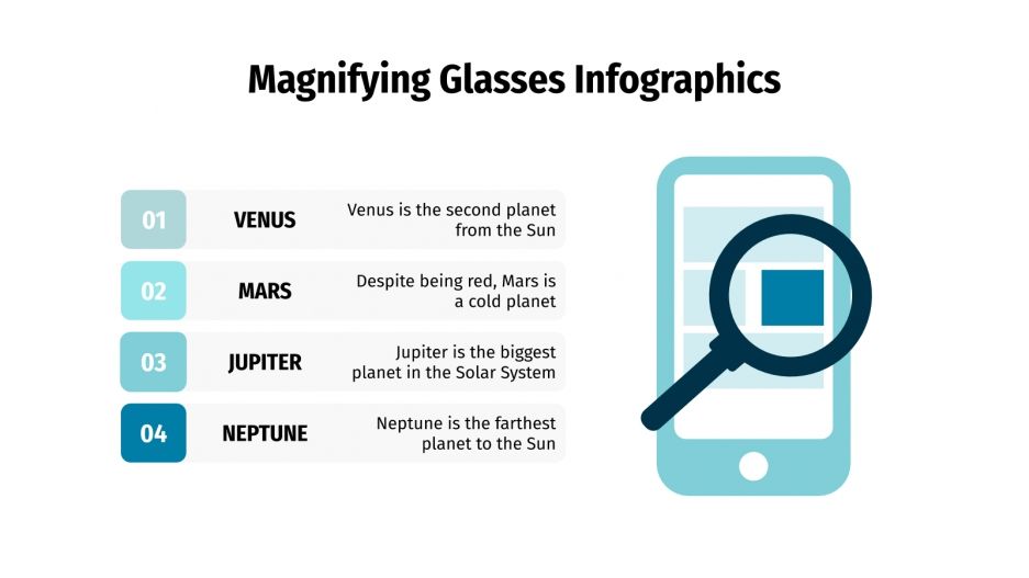 Infográficos de lupas | Modelo para Apresentações Google e PPT