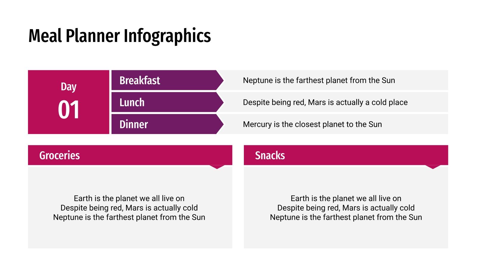 Meal Planner Infographics Google Slides and PowerPoint template